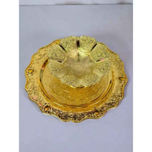 Traditional Silver-Coated Tika Thali Set for Dashain & Tihar - Puja ...