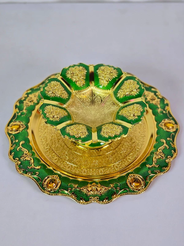 Traditional Silver-Coated Tika Thali Set for Dashain & Tihar - Puja ...