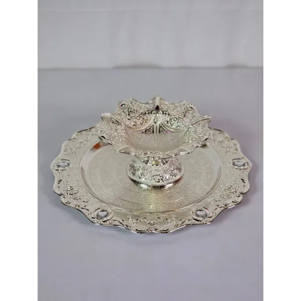 Traditional Silver-Coated Tika Thali Set for Dashain & Tihar - Puja ...