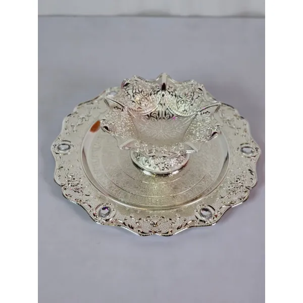 Traditional Silver-Coated Tika Thali Set for Dashain & Tihar - Puja ...